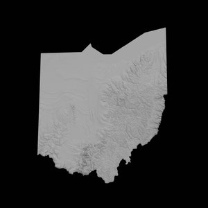 State of Ohio Topographic Map 3D Model File Stl File for CNC Milling ...