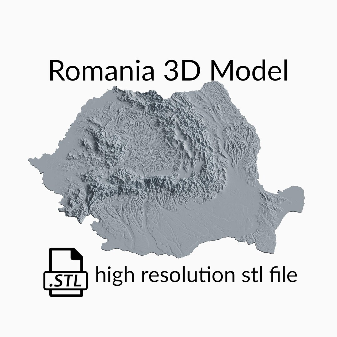 Romania Topographic Map 3D Model File | Stl File for CNC Milling and 3D ...