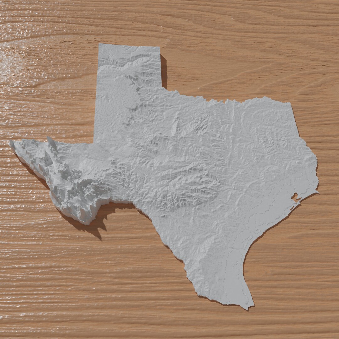 Custom 3D Printed Topographical Map of Any US State Relief - Etsy