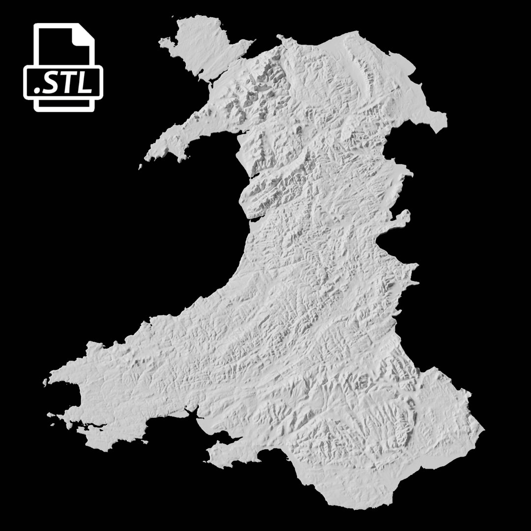 Wales Topographic Map 3D Model File Stl File for CNC Milling and 3D ...