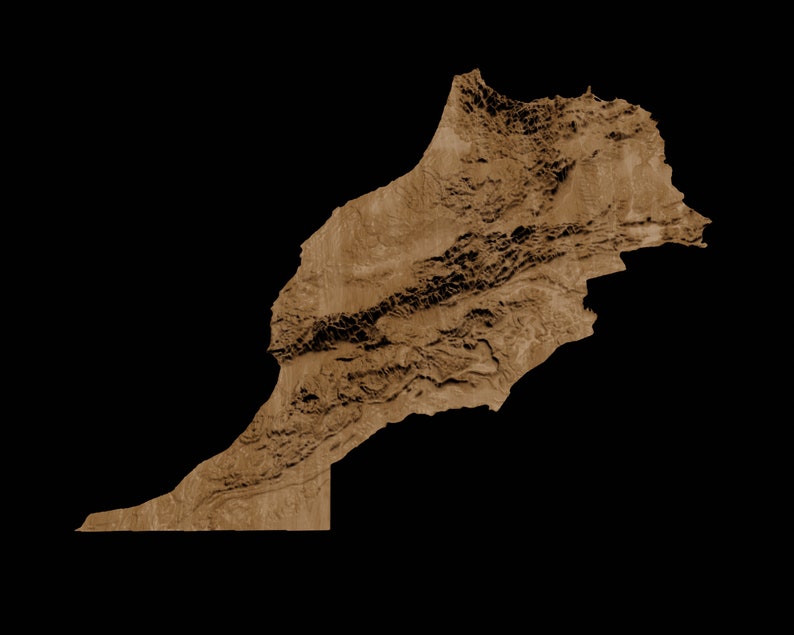 Morocco Topographic Map 3D Model Stl for CNC and 3D Printing - Etsy ...