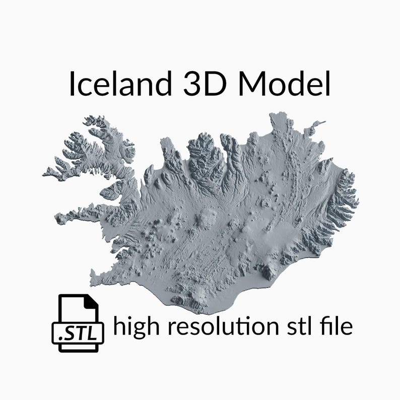 Iceland Topographic Map 3D Model File | Stl File for CNC Milling and 3D ...