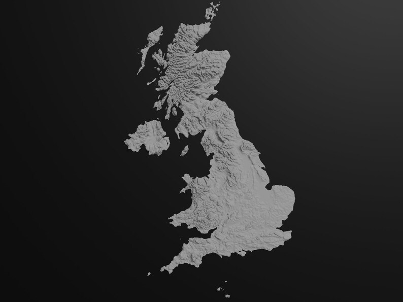 United Kingdom Topographic Map 3D Model Stl for CNC and 3D - Etsy