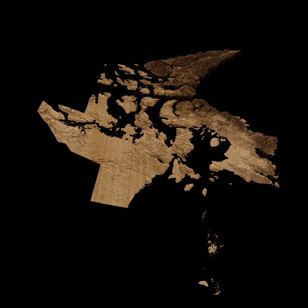 Nunavut Topographic Terrain Map 3D Model Stl for CNC and 3D - Etsy