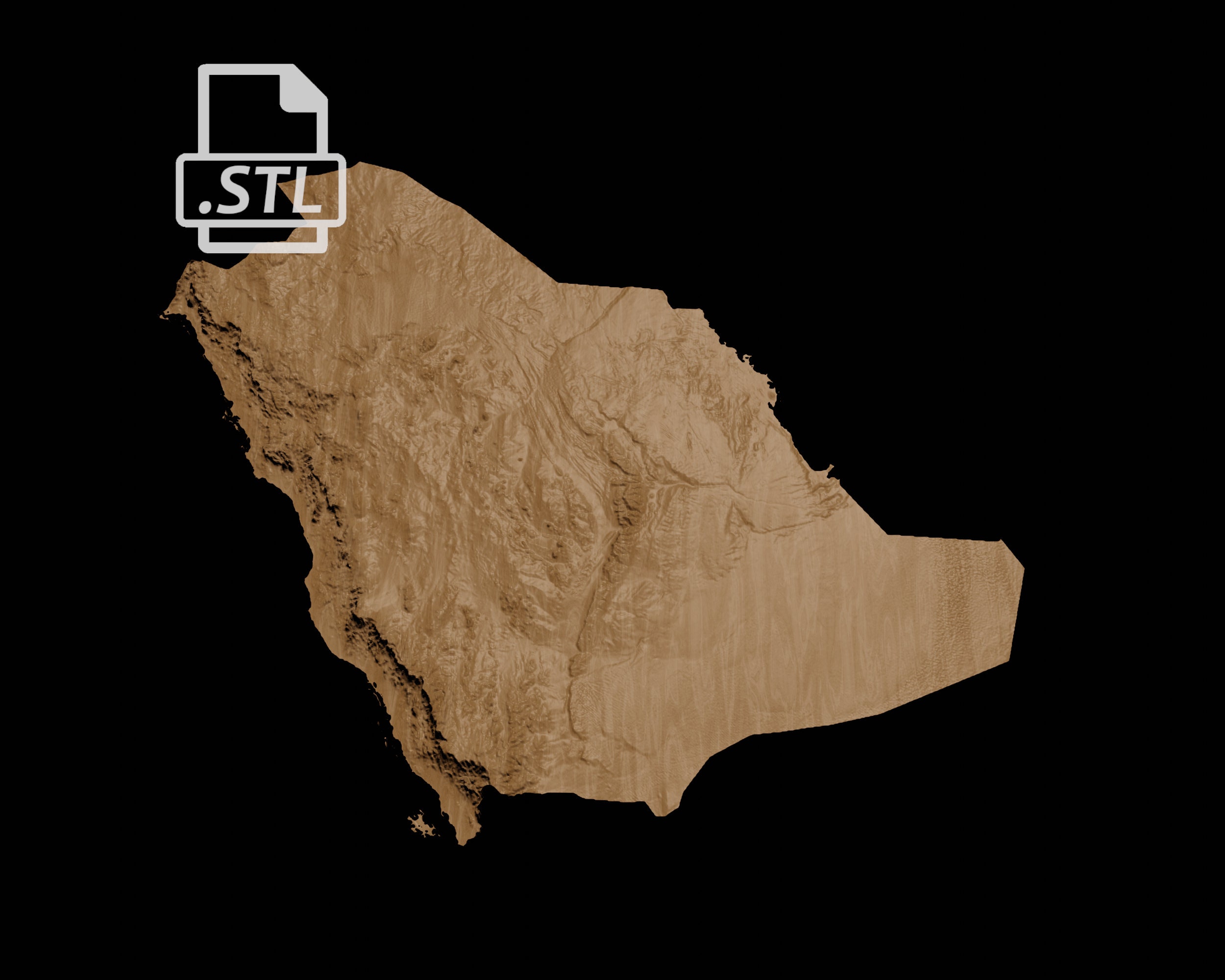 Saudi Arabia Topographic Map 3D Model Stl for CNC and 3D - Etsy