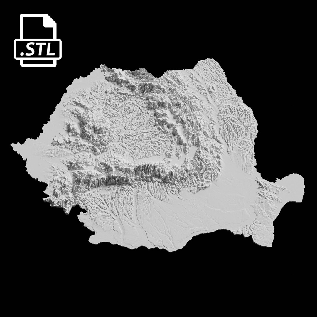 Romania Topographic Map 3D Model File Stl File for CNC Milling and 3D ...