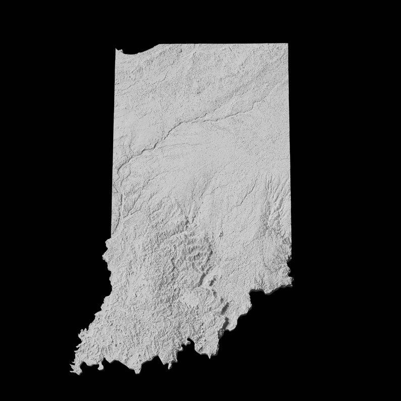 State of Indiana Topographic Map 3D Model File | Stl File for CNC ...