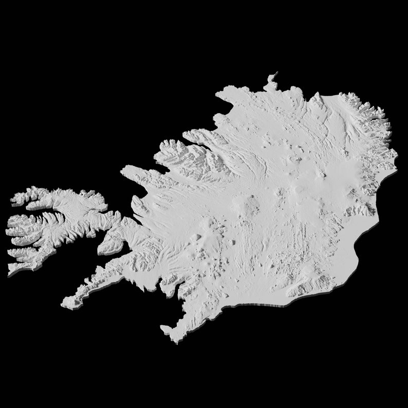 Iceland Topographic Map 3D Model File | Stl File for CNC Milling and 3D ...