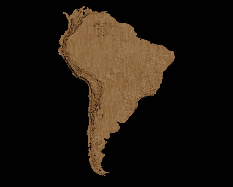 South America Topographical Relief Map 3D Model Stl for CNC - Etsy South America Topographical Relief Map 3D Model Stl for CNC - Etsy