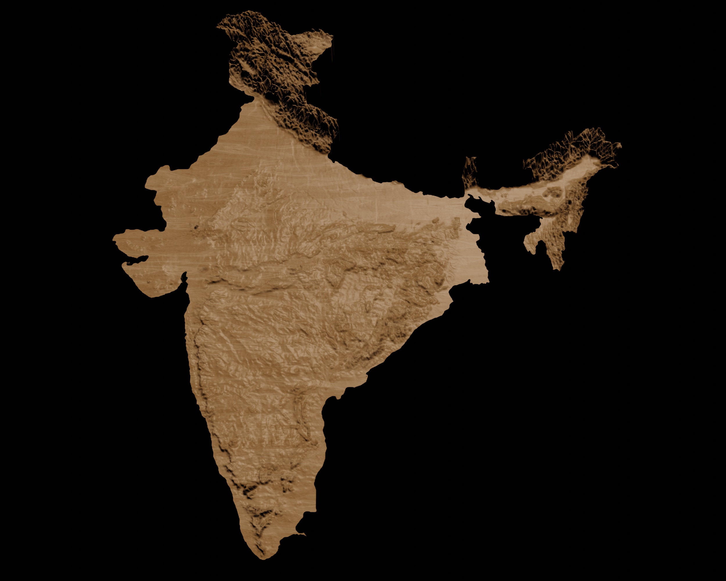 India Topographical Relief Map 3D Model Stl for CNC and 3D - Etsy