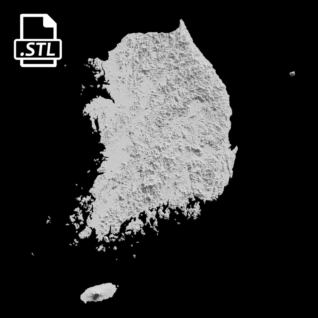 South Korea Topographic Map 3D Model File | Stl File for CNC Milling ...