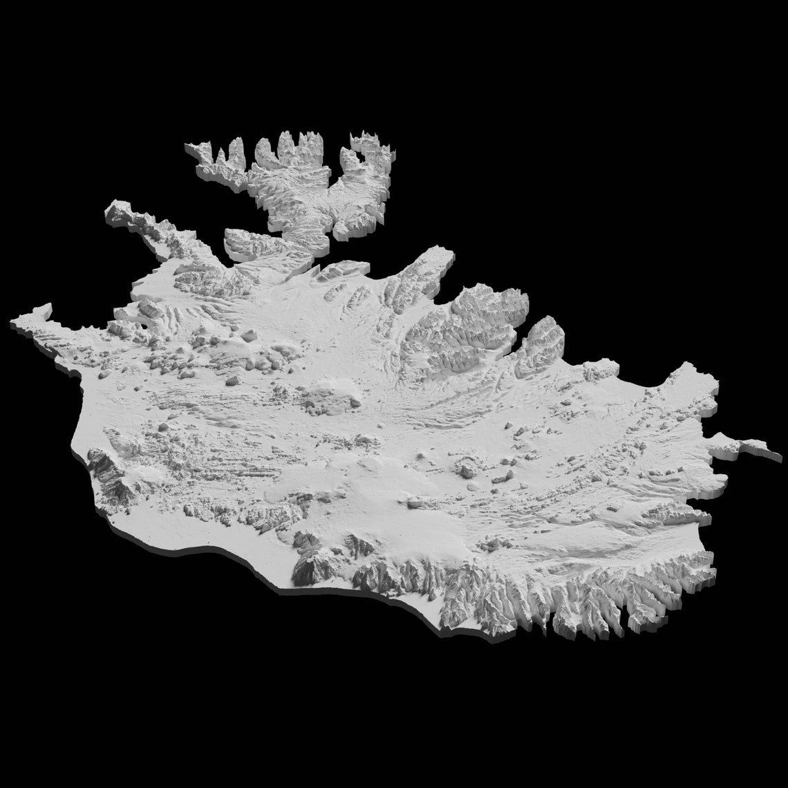 Iceland Topographic Map 3D Model File | Stl File for CNC Milling and 3D ...