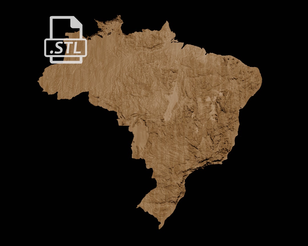 Brazil Topographical Relief Map | 3D Model Stl for CNC and 3D Printing ...