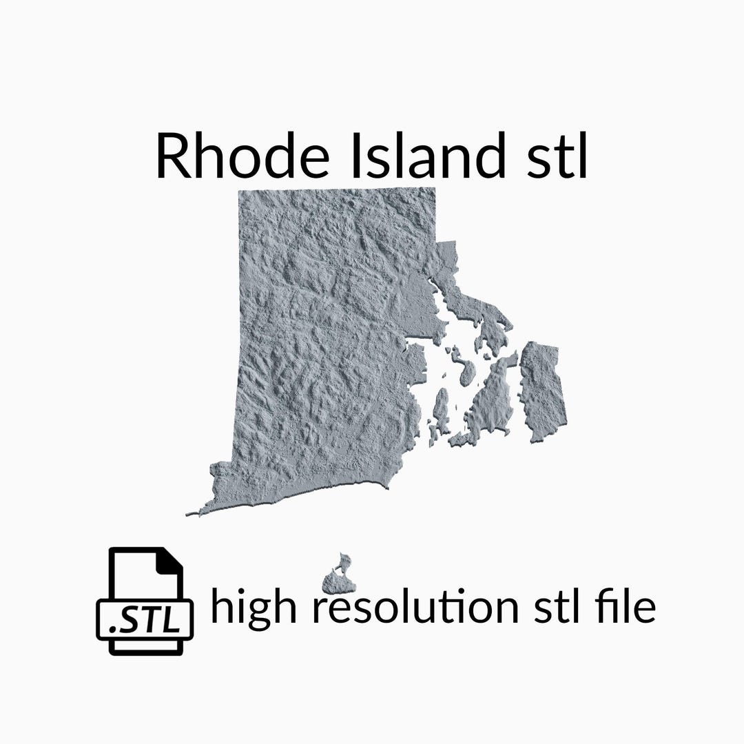 State of Rhode Island Topographic Map 3D Model File | Stl File for CNC ...