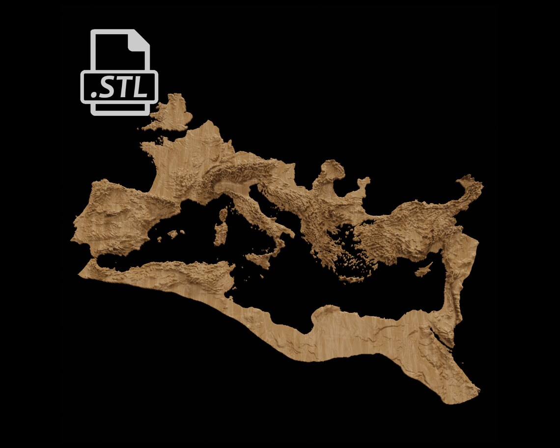 Roman Empire Topographic Map 3D Model Stl for CNC and 3D - Etsy