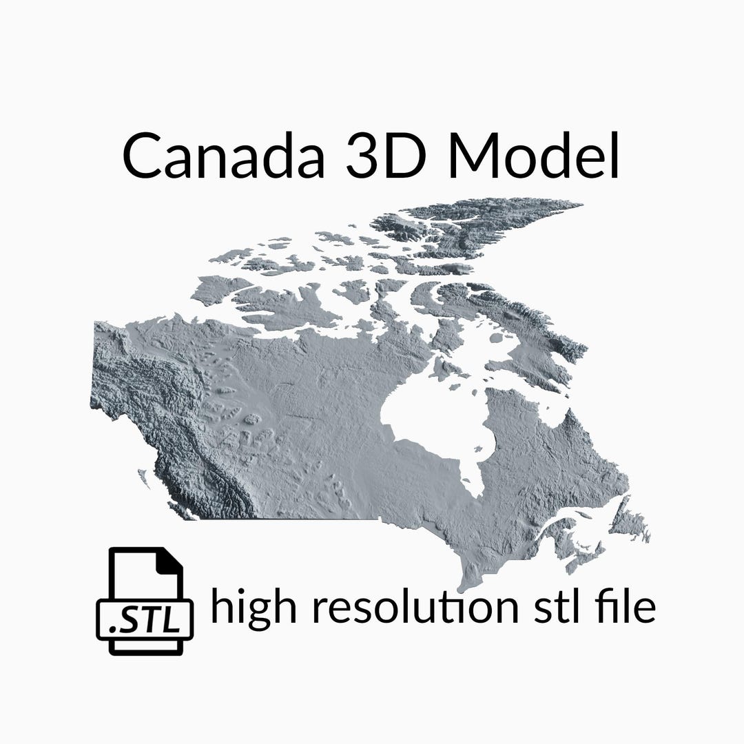 Canada Topographic Map 3D Model File | Stl File for CNC Milling and 3D ...