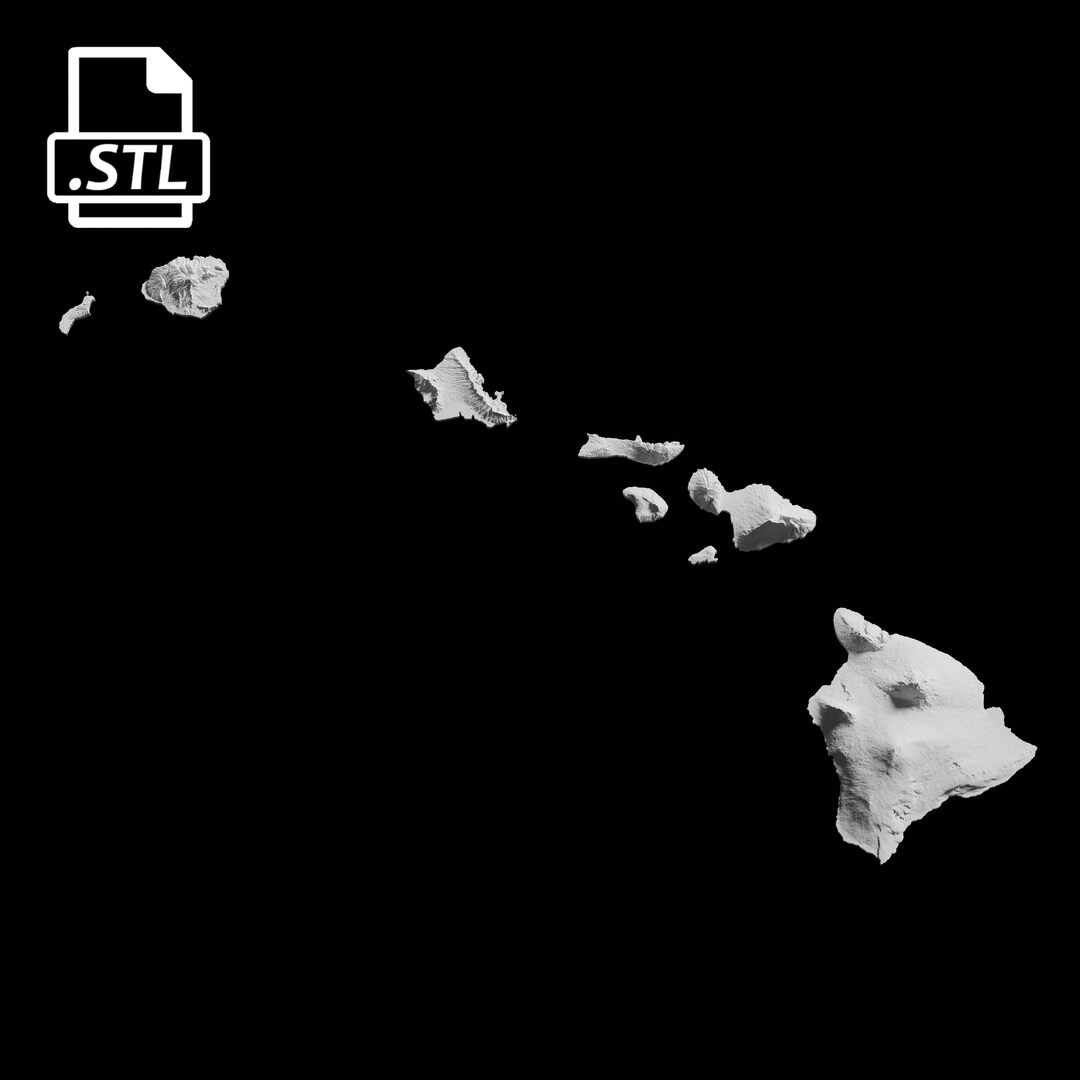 State of Hawaii Topographic Map 3D Model File Stl File for CNC Milling ...