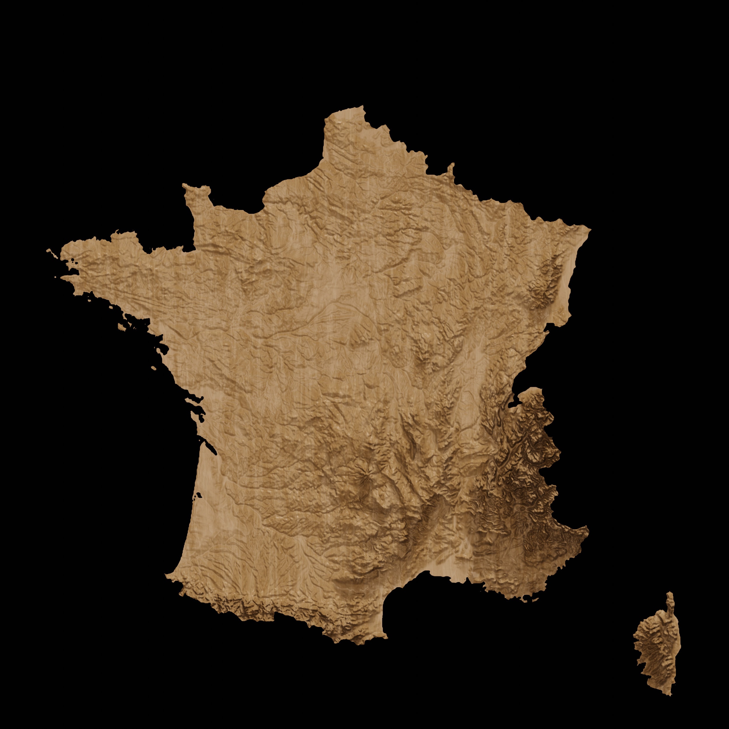 Topographical Map Of France