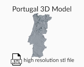 Portugal Topographic 3D Model STL - Etsy