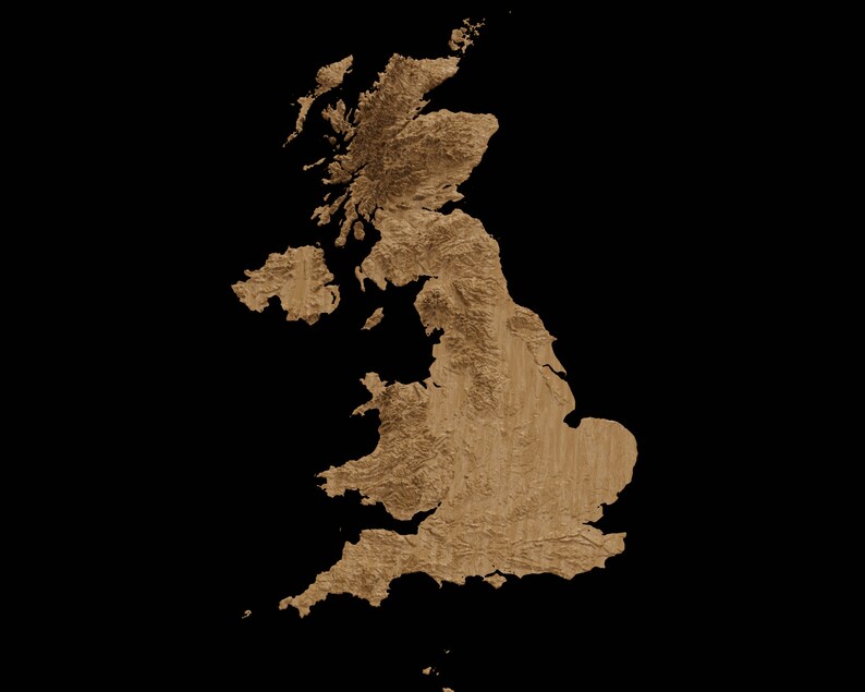 United Kingdom Topographic Map 3D Model Stl for CNC and 3D - Etsy