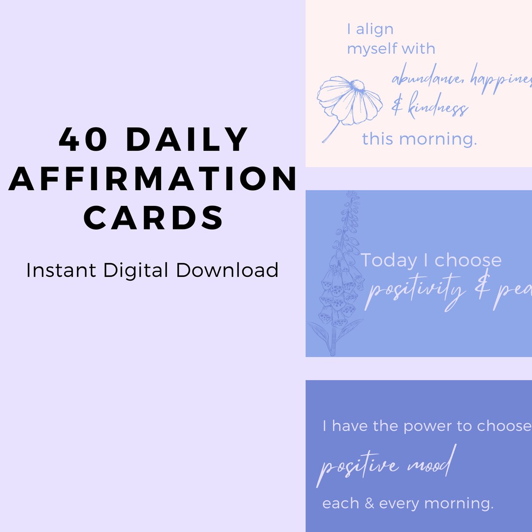 40 Daily Affirmation Cards | Printable Affirmation Cards | Positive ...