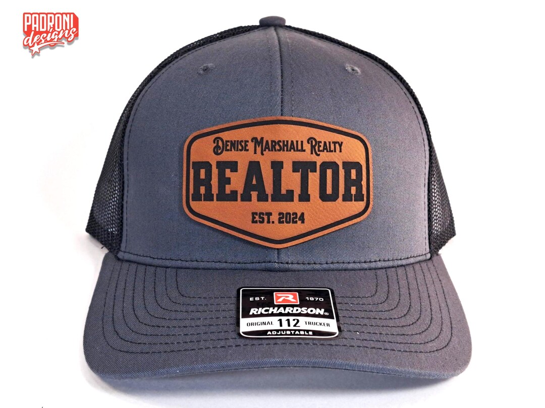 Realtor Custom Trucker Hat Personalized Leather Patch Real Estate Agent ...