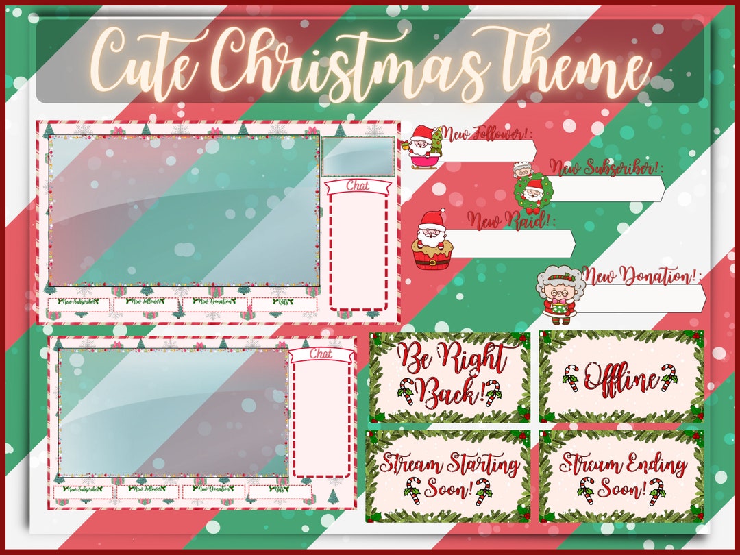 Cute Adorable Festive Christmas Twitch Theme Overlays Animated & Static ...