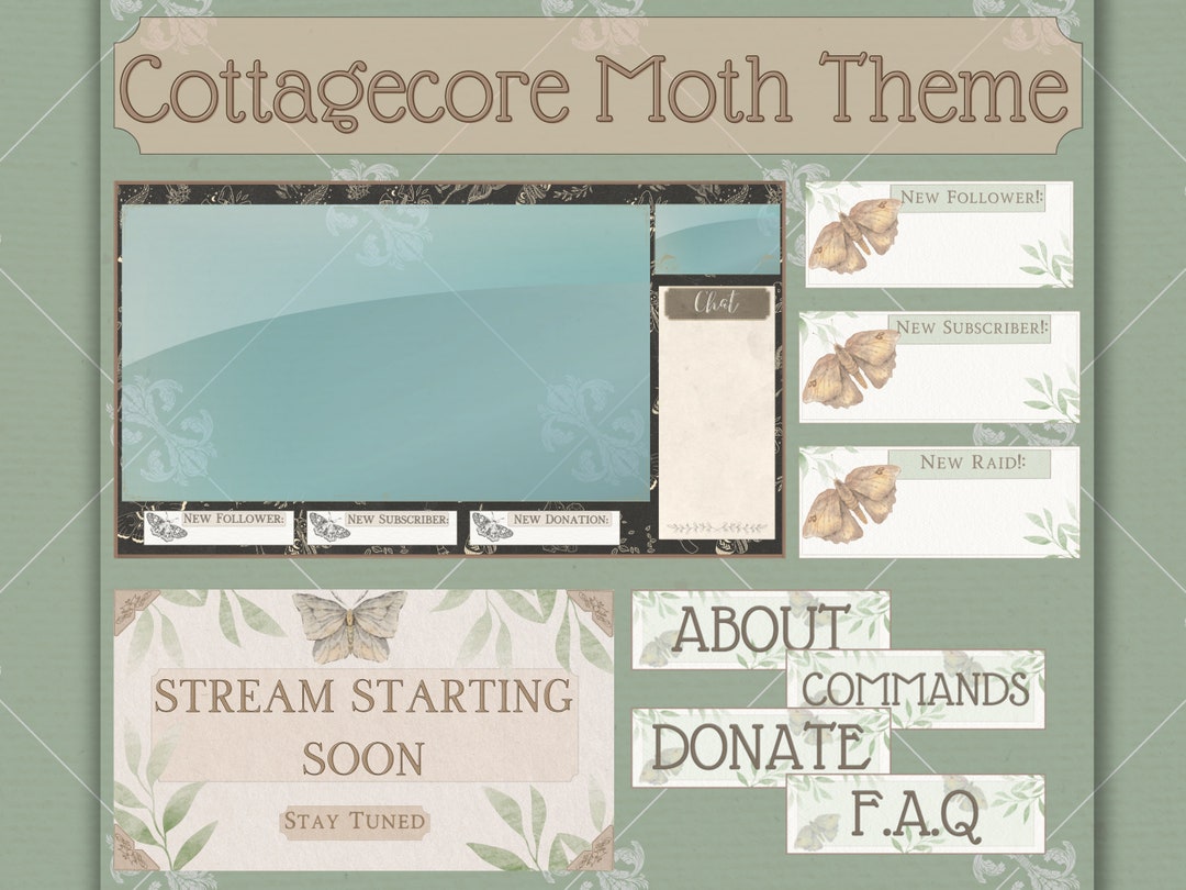 Cottagecore Moth Fairy Witch Vintage Twitch Theme Stream Overlay ...