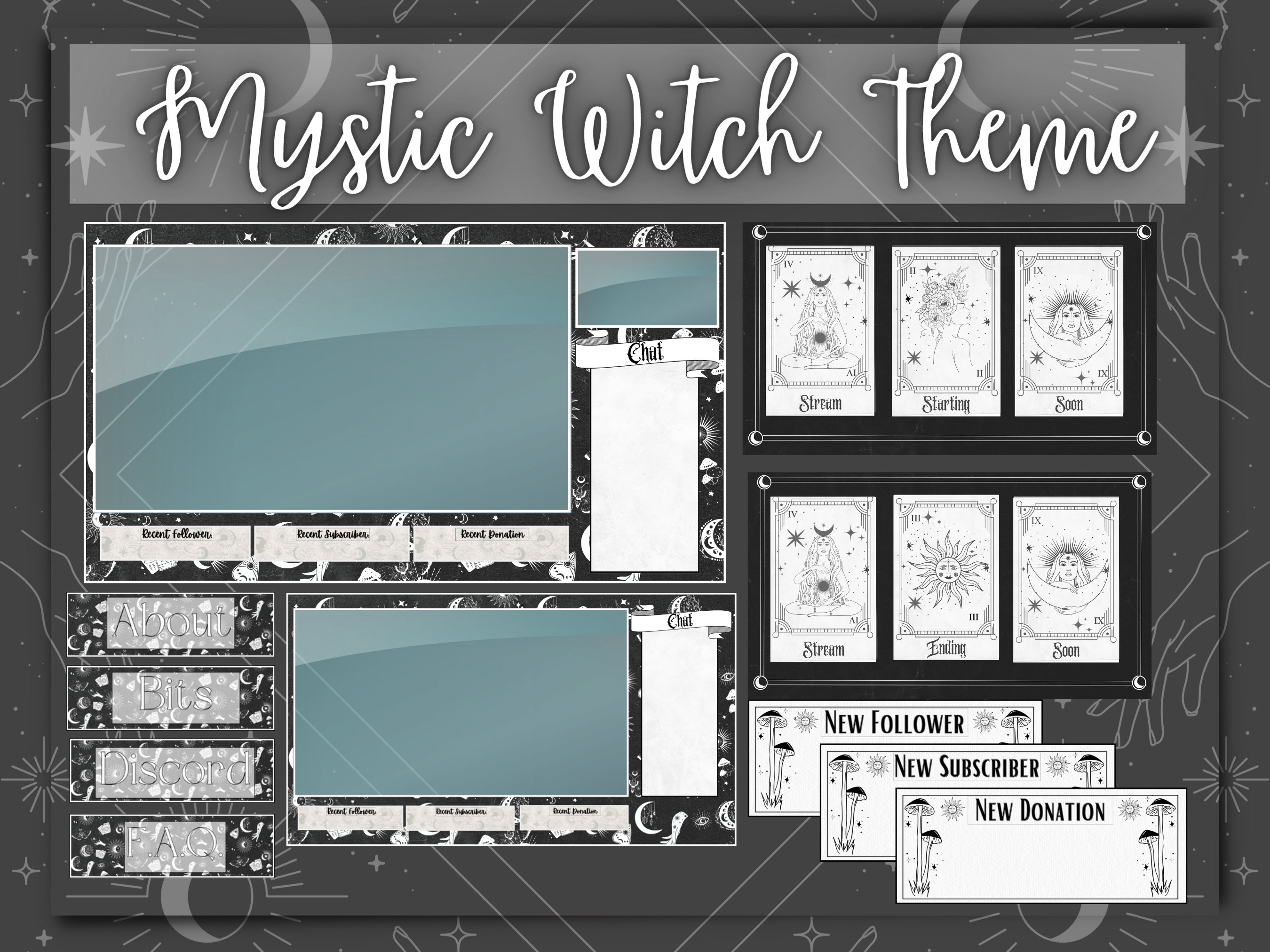 Mystic Goth Witch Twitch/stream Package W Overlays Animated & Static ...