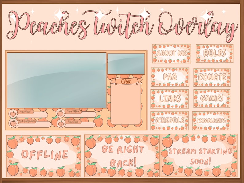 Peaches Twitch Theme Affordable Cute Kawaii Adorable Panels Screens ...