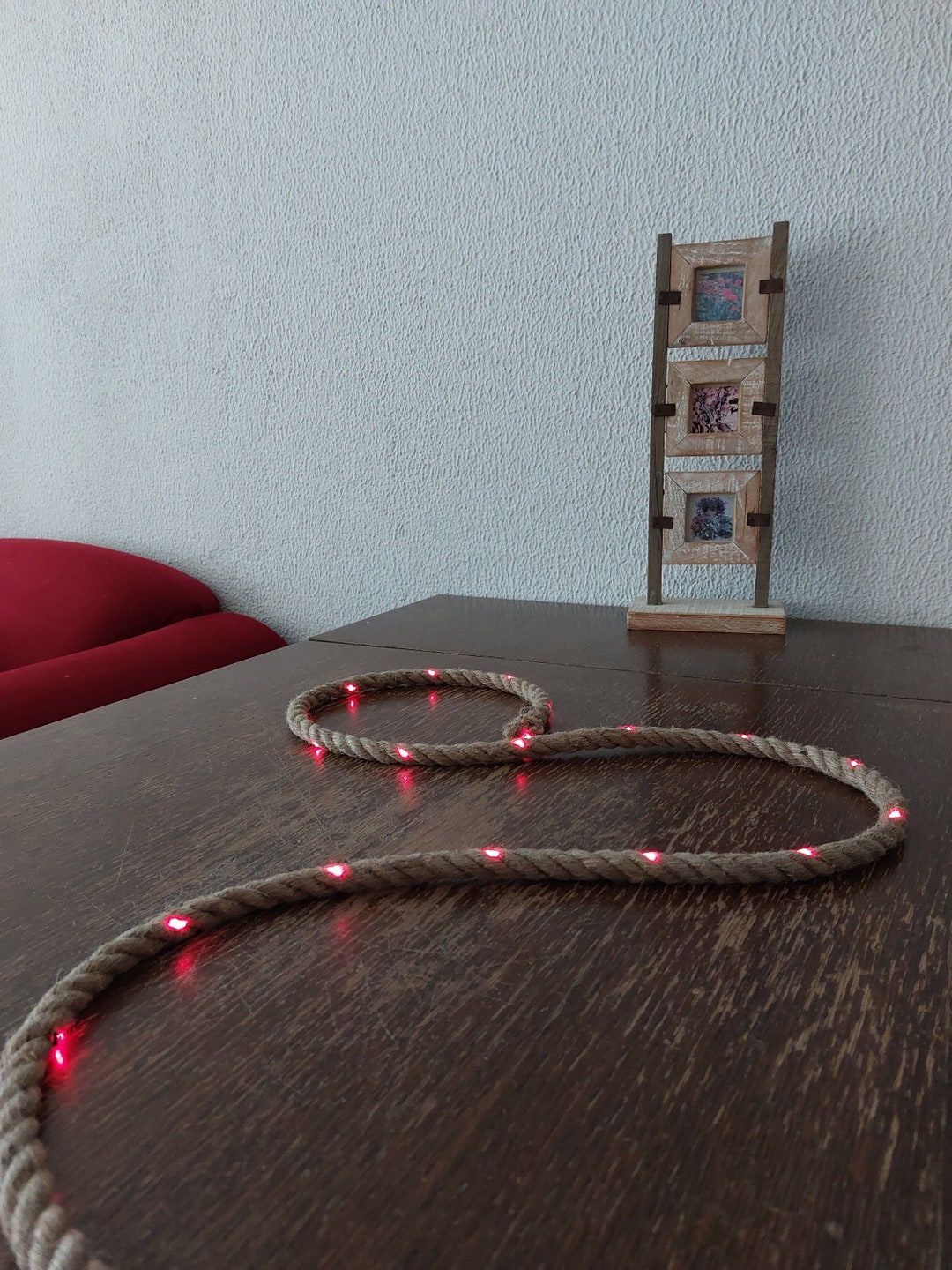 Natural Rope With Red LED Lights. 5.3 Feet Length. 160cm. - Etsy