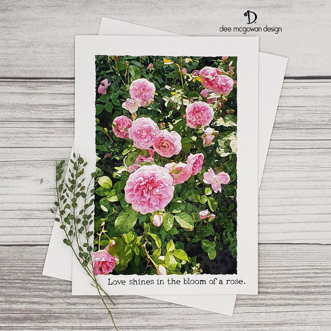 Love Shines Roses Anniversary Card Mixed Media Watercolor Handmade ...
