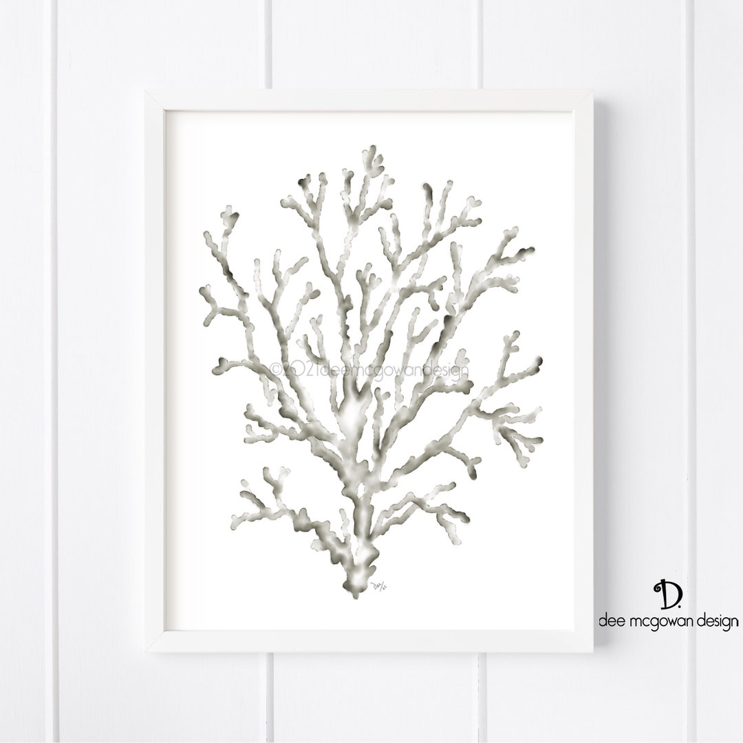 Watercolor Neutral Sea Coral Art Print Handpainted Neutral Shades Taupe ...