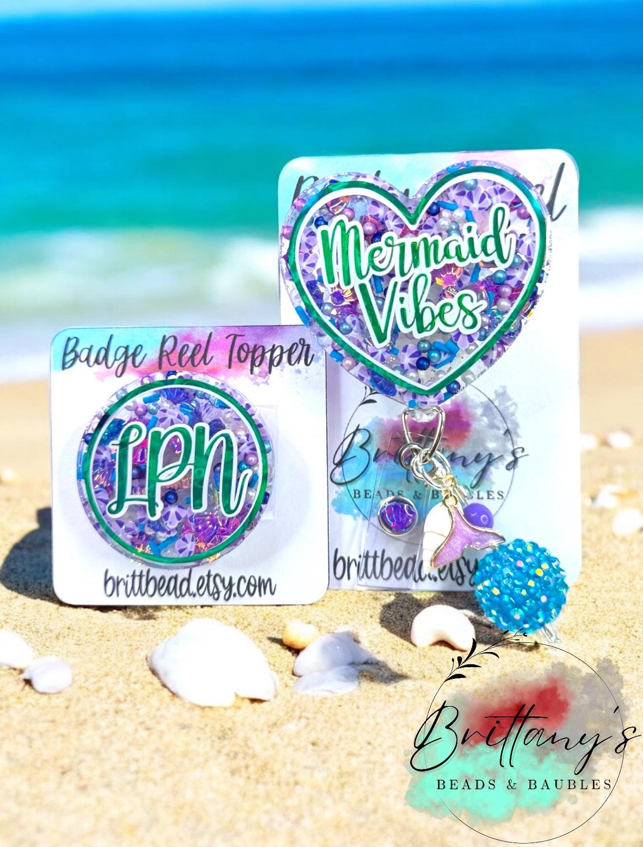 Monogram “mermaid Vibes” Badge Reel | Custom |retractable ID Holder ...