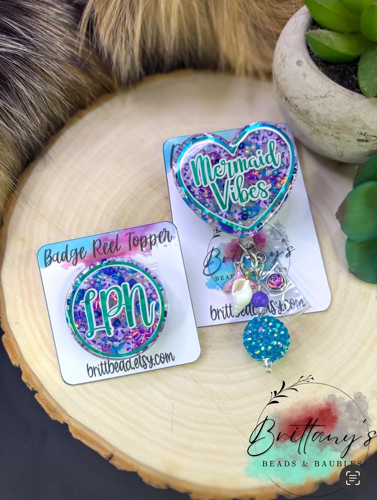 Monogram “mermaid Vibes” Badge Reel | Custom |retractable ID Holder ...