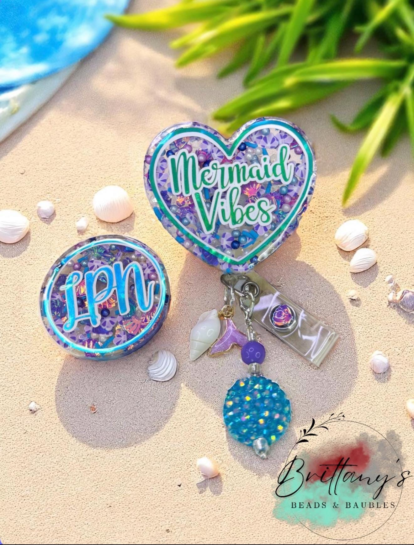 Monogram “mermaid Vibes” Badge Reel | Custom |retractable ID Holder ...