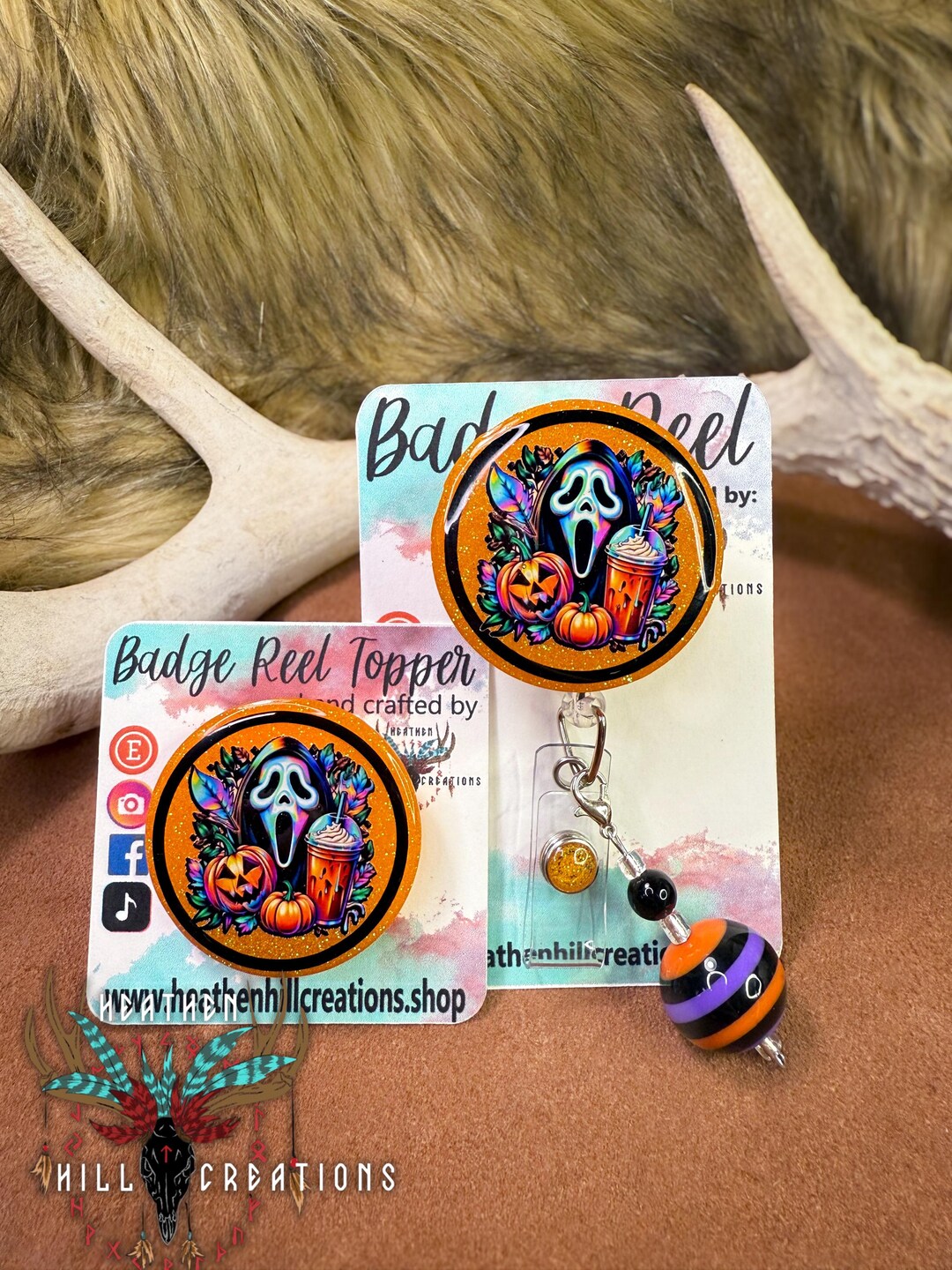 Scream GHOSTFACE Pumpkin Spice Fall Halloween Badge Reel & Toppers - Etsy