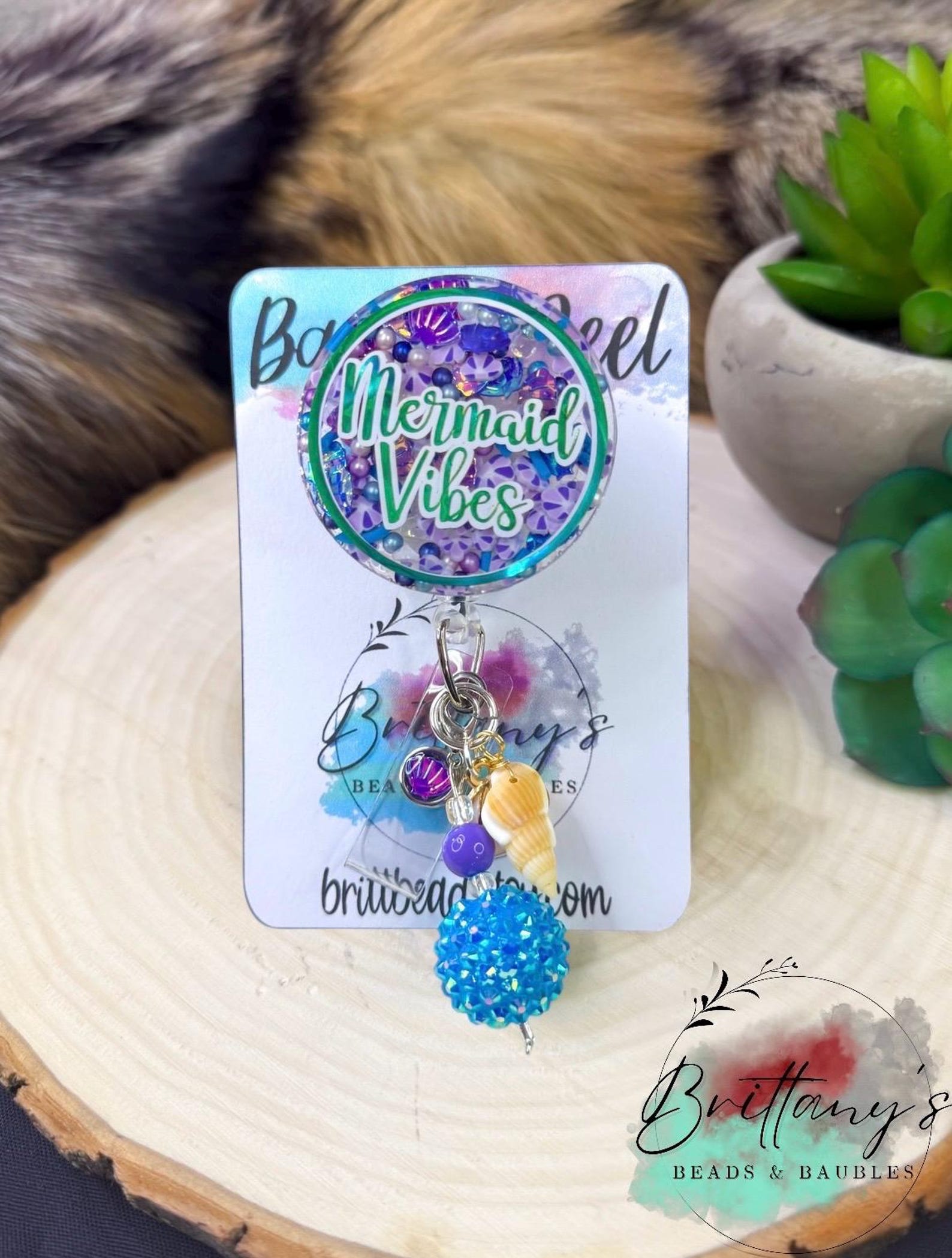 Monogram “mermaid Vibes” Badge Reel | Custom |retractable ID Holder ...
