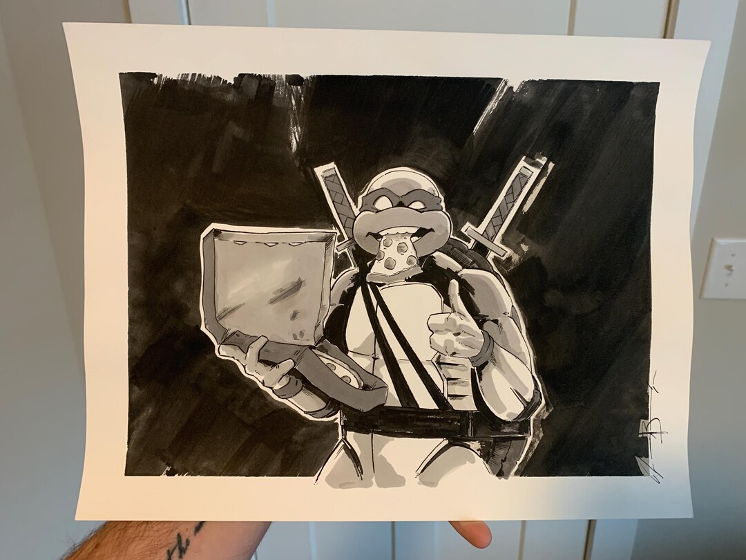 Leonardo TMNT Original Ink Drawing 11x14 Inktober Teenage Mutant Ninja ...