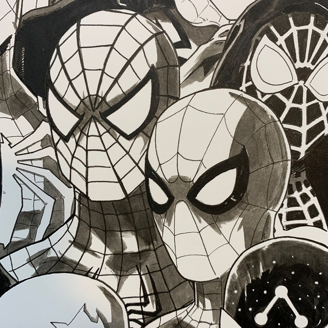 Spider-verse 11x17 Original Ink Drawing Spider-man, Miles Morales ...