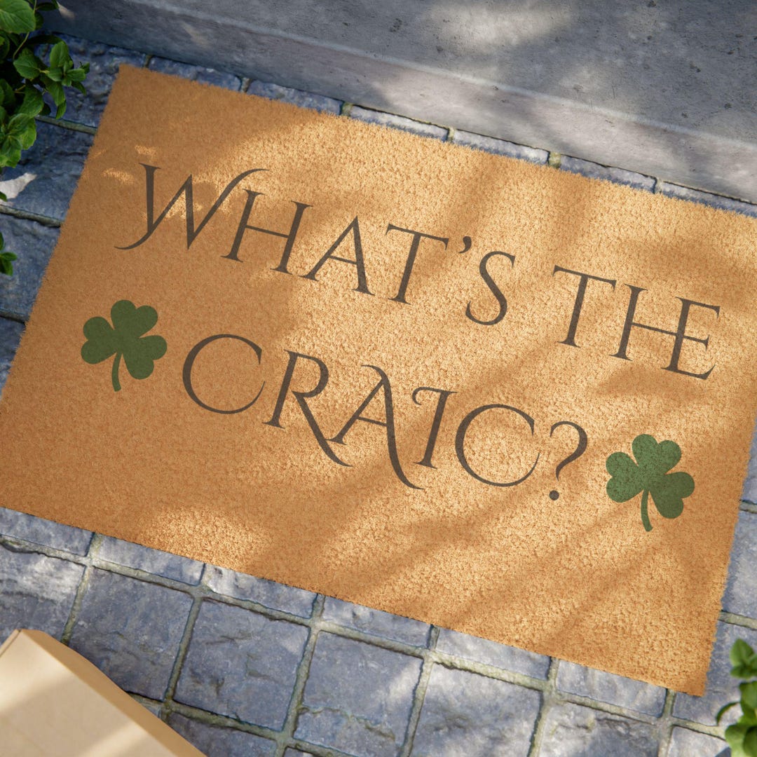 What's the Craic? Doormat | Irish Shamrock Welcome Mat - Etsy