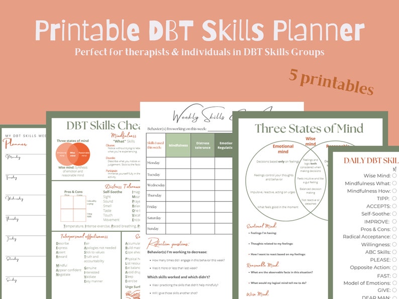 DBT Skills Planner Printables - Etsy