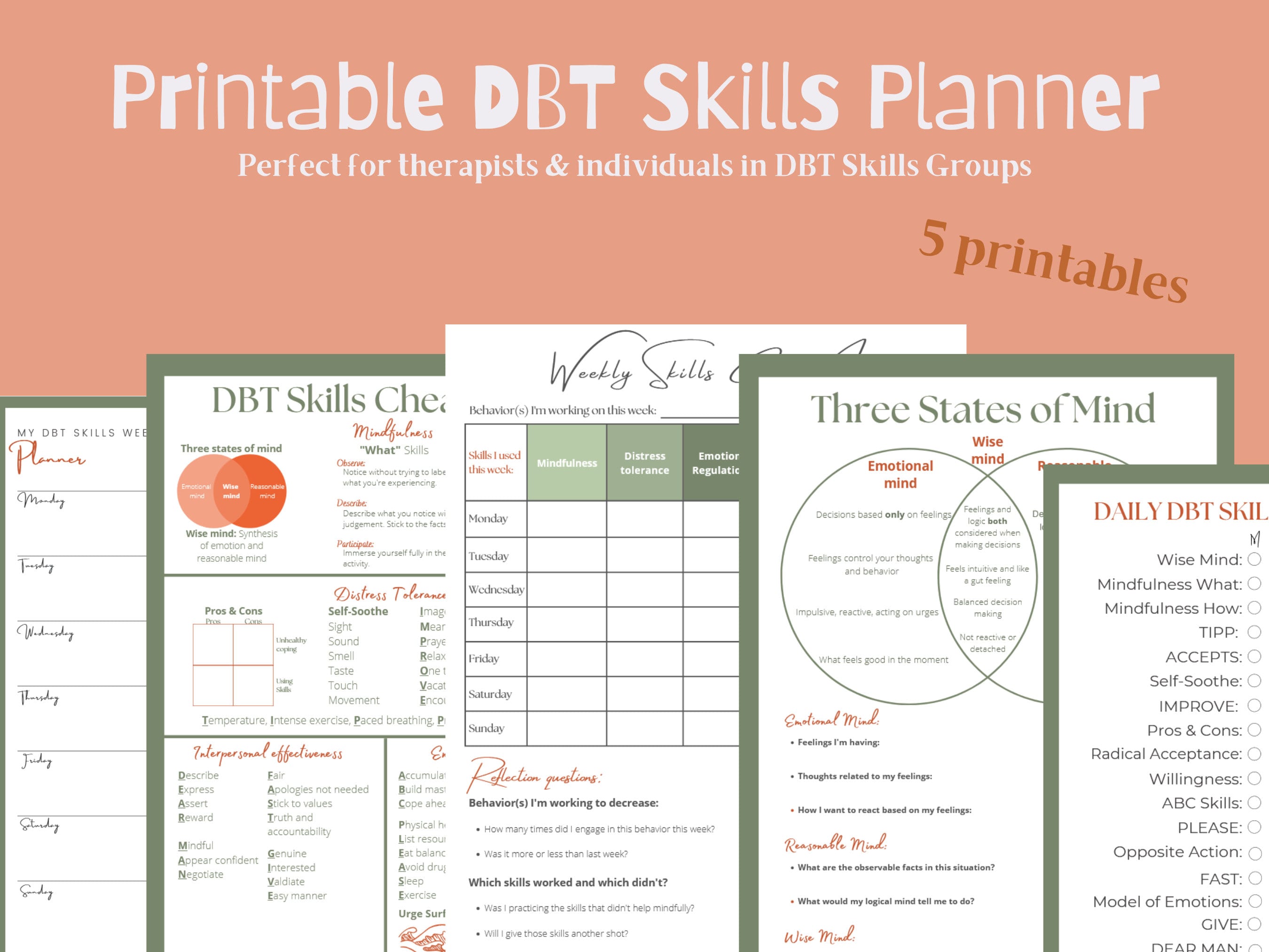 DBT Skills Planner Printables - Etsy
