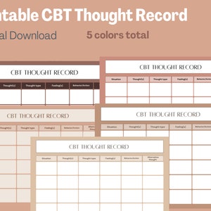 CBT Thought Record Printable PDF - Etsy
