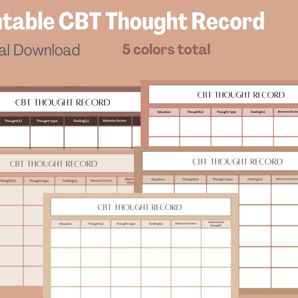 Cbt Thought Record - Etsy