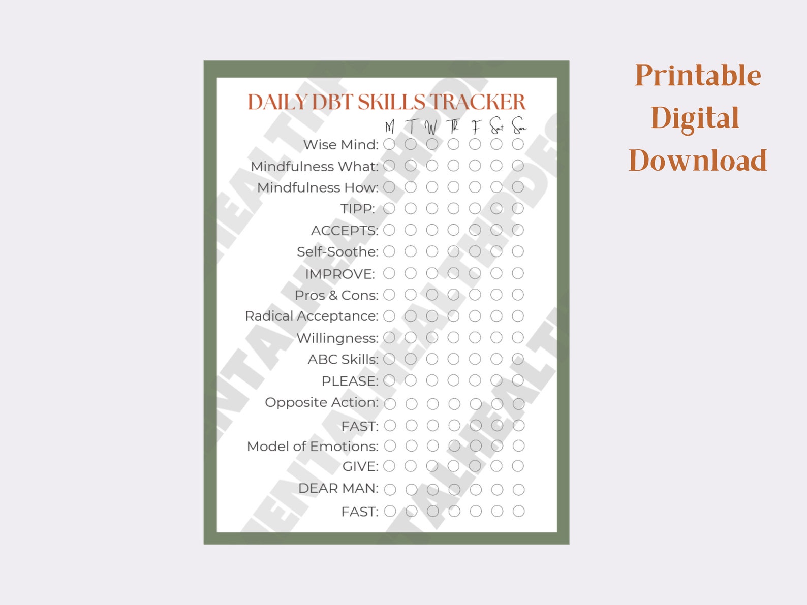 DBT Skills Tracker Printable Bundle - Etsy Australia