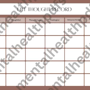 CBT Thought Record Printable PDF - Etsy