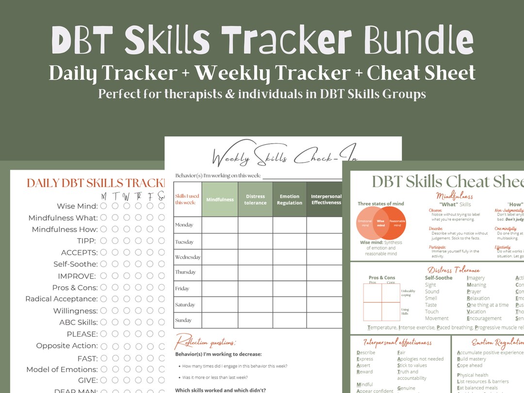 DBT Skills Tracker Printable Bundle - Etsy Australia
