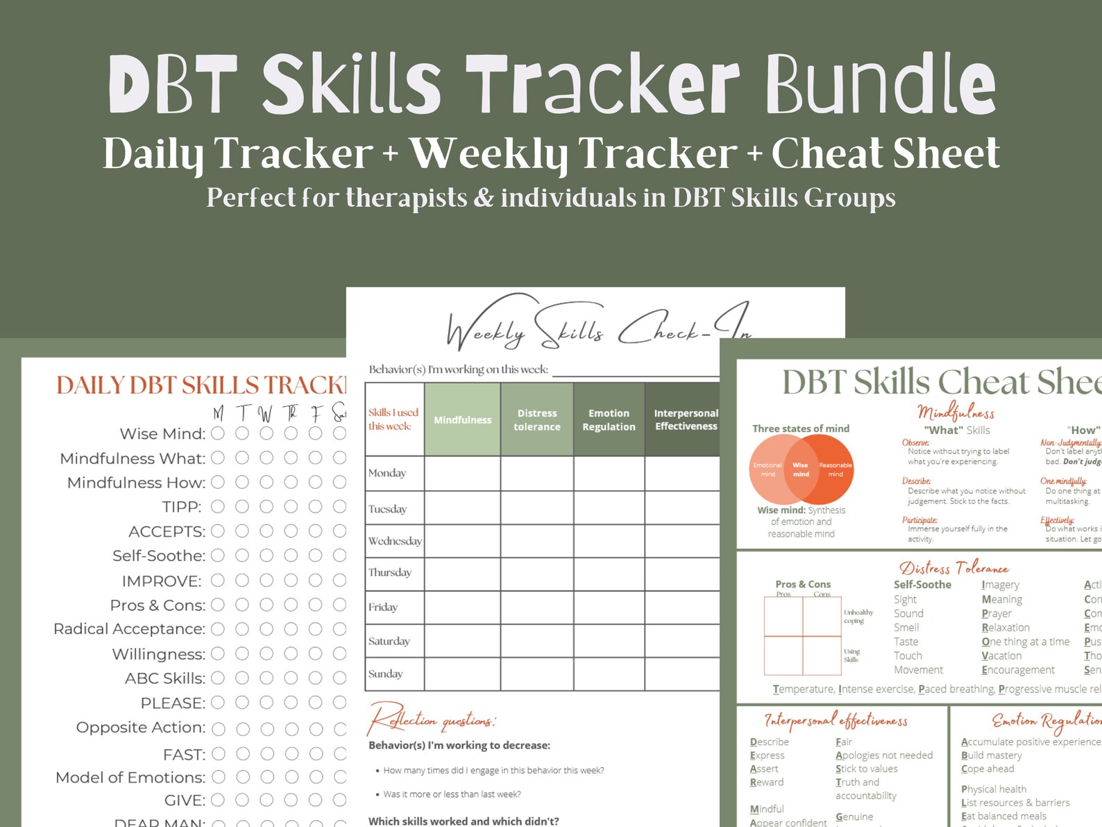 DBT Skills Tracker Printable Bundle - Etsy