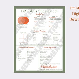 DBT Skills Cheat Sheet Printable PDF - Etsy Canada